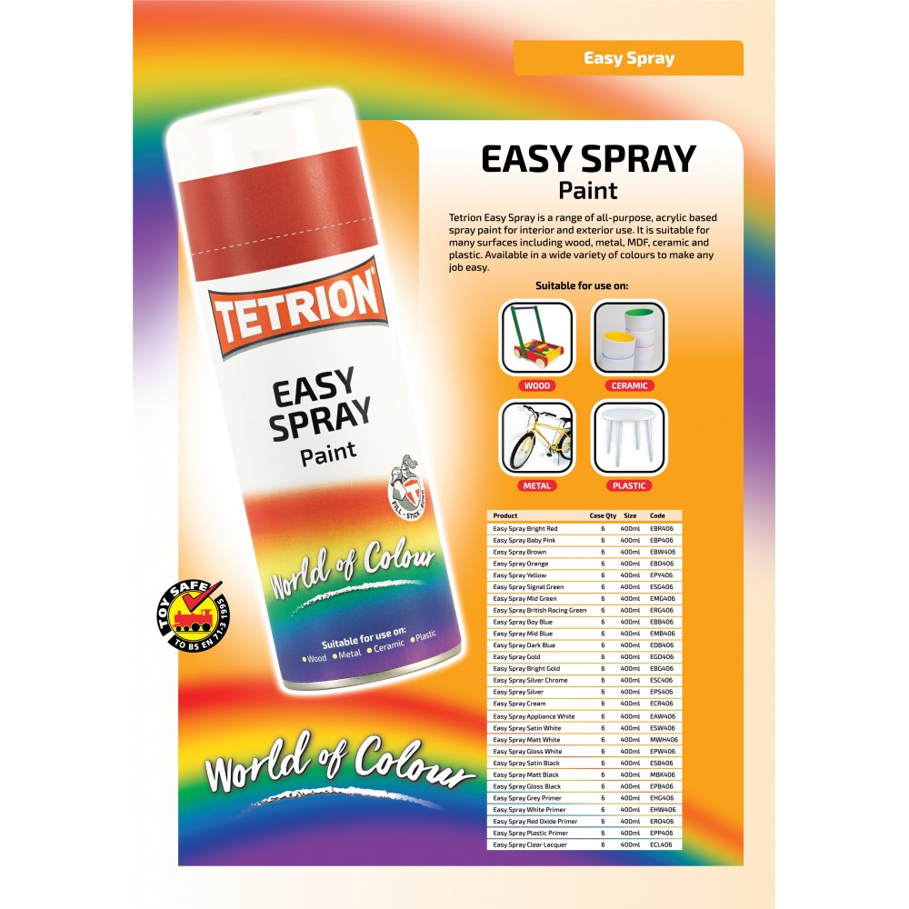 Tetrion Easy Spray Gloss Black 400ml - Tetrosyl Express Ltd