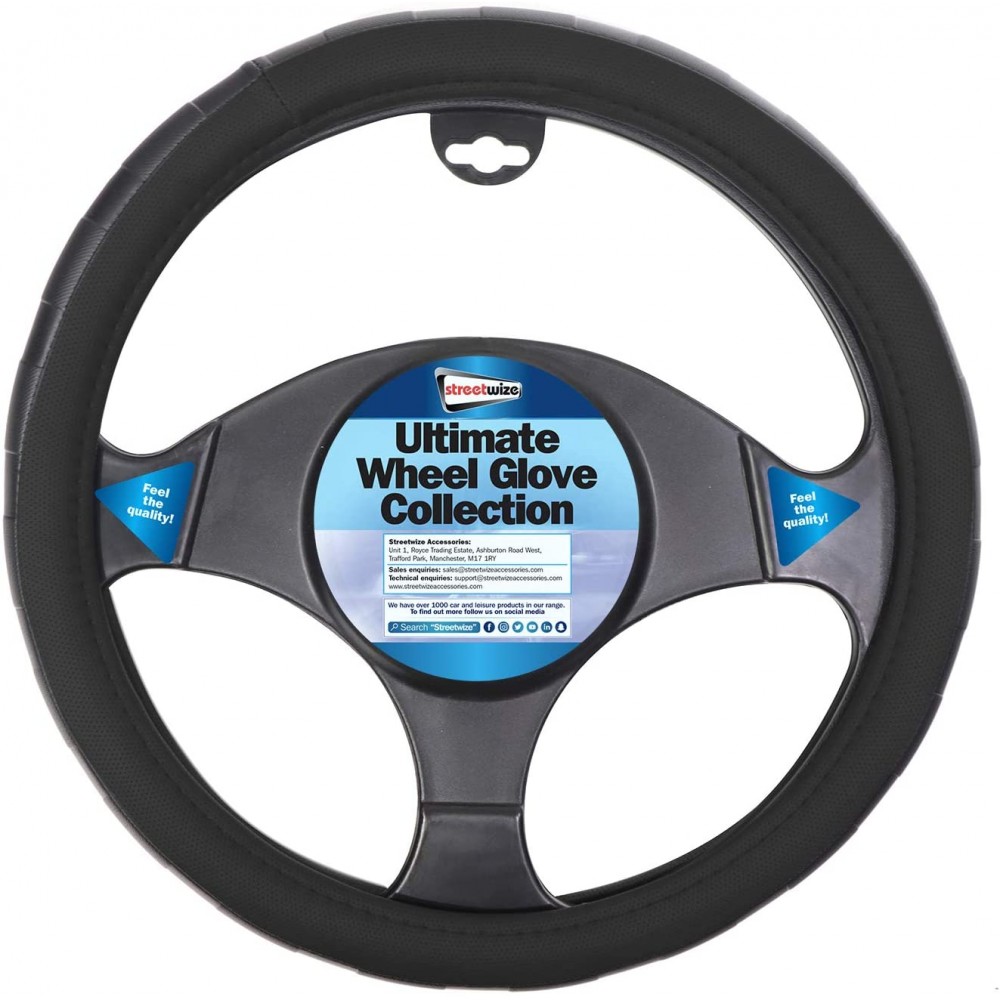 Streetwize Luxury Universal Range Steering Wheel Glove - Black Chunky ...