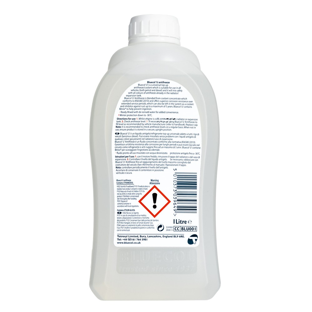 Bluecol Universal Antifreeze & Coolant 1L - Tetrosyl Express Ltd